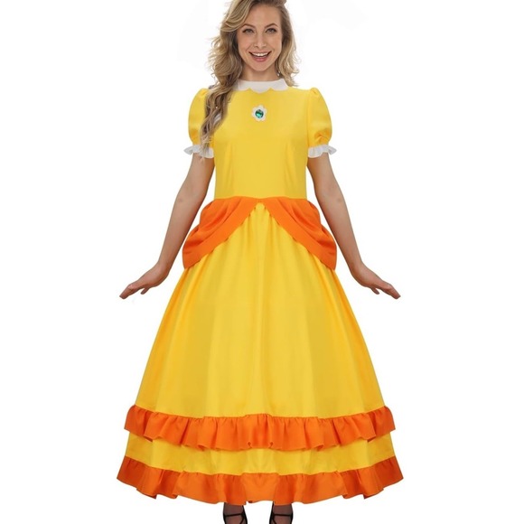 Daisy | Costumes | Princess Daisy Yellow Dress Cosplay Outfit Adult ...